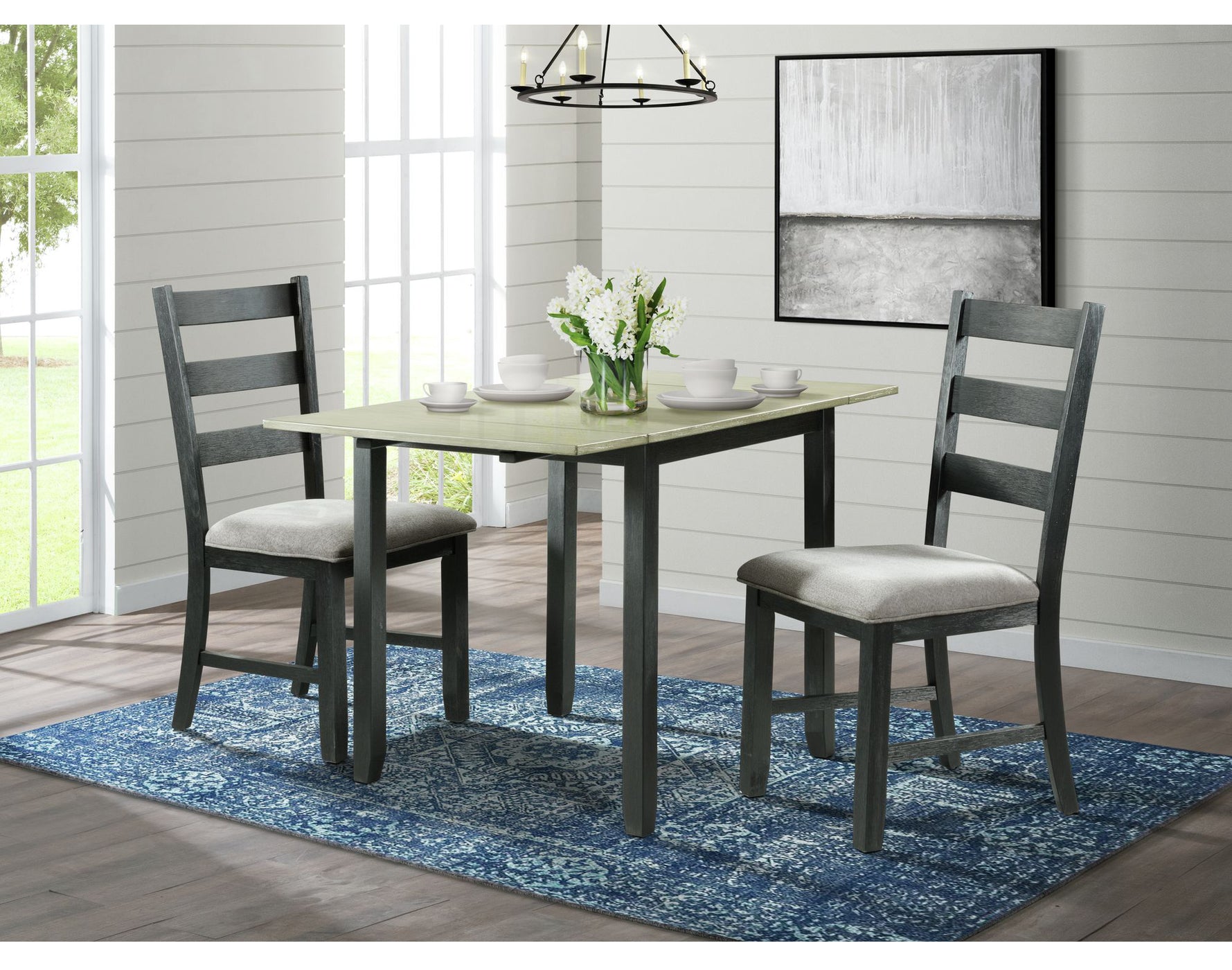 Martin 3 pc Drop Leaf Dining Set (Black Base) — Furniture One (Forney,TX)