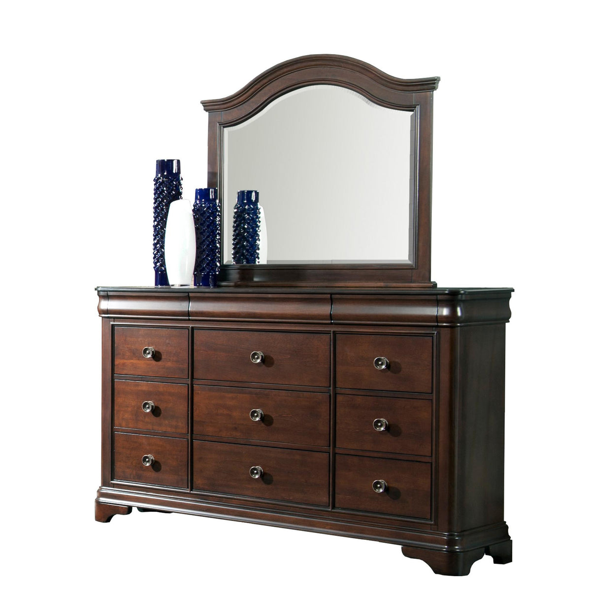 Cameron Cherry Dresser & Mirror Set — Furniture One (Forney,TX)