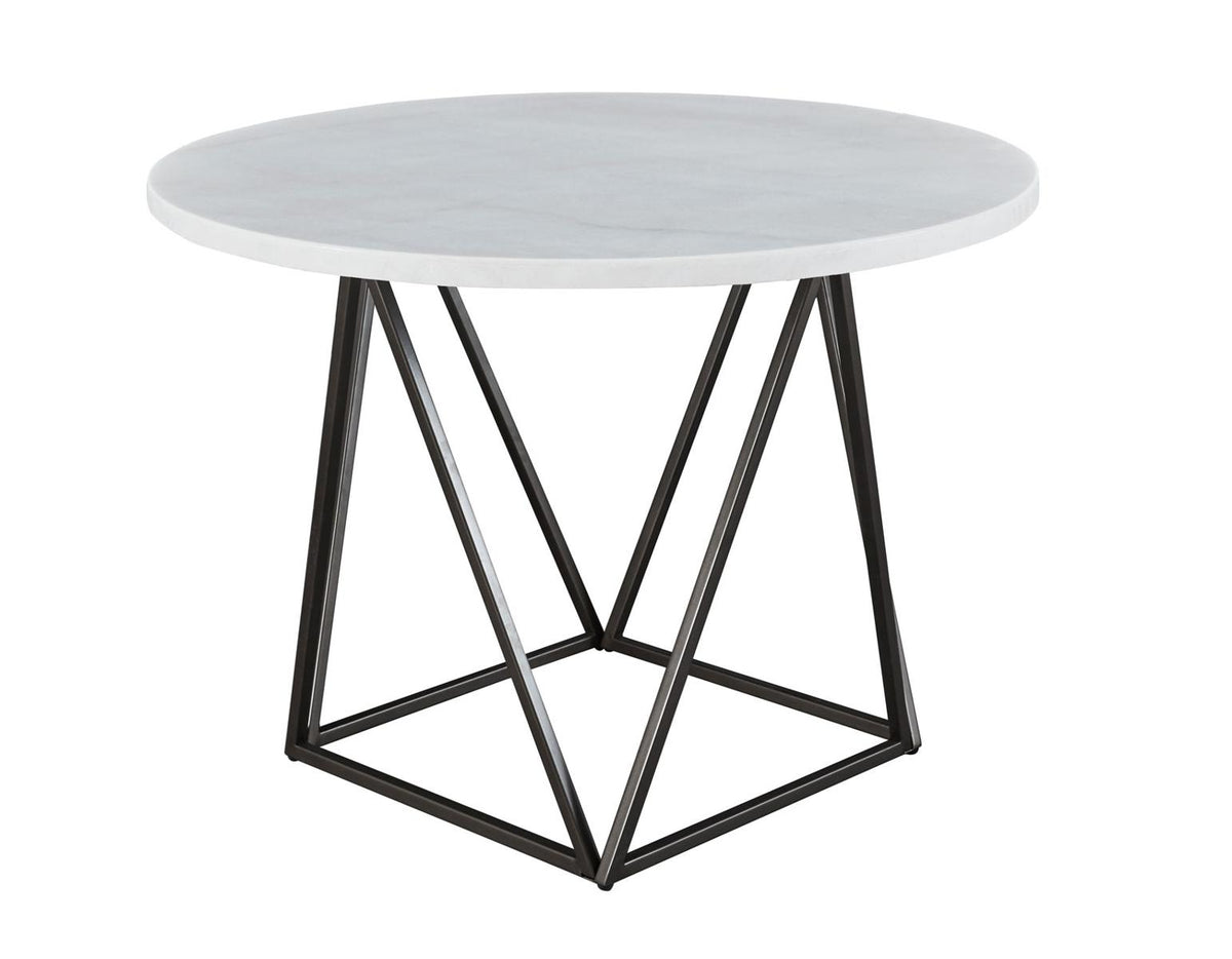 Steve Silver Ramona White Marble Top Round Dining Table in Deep Bronze ...