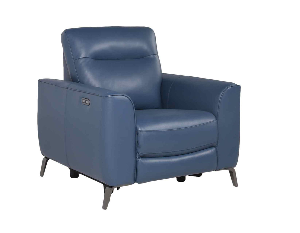 Steve Silver Sansa Dual Power Leather Recliner in Ocean Blue ...