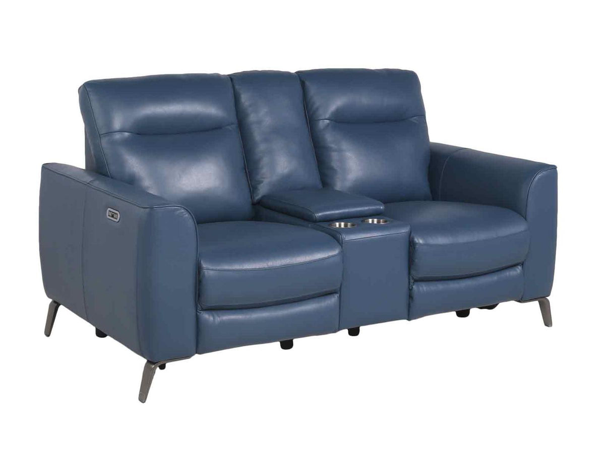 Steve Silver Sansa Leather Dual Power Reclining Console Loveseat in Oc ...