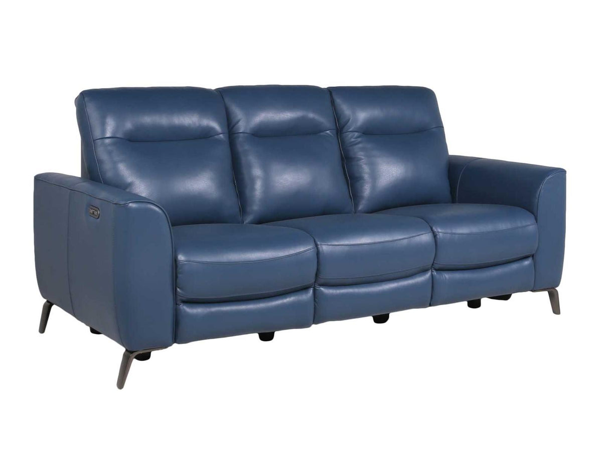 Steve Silver Sansa Leather Dual Power Reclining Sofa in Ocean Blue ...