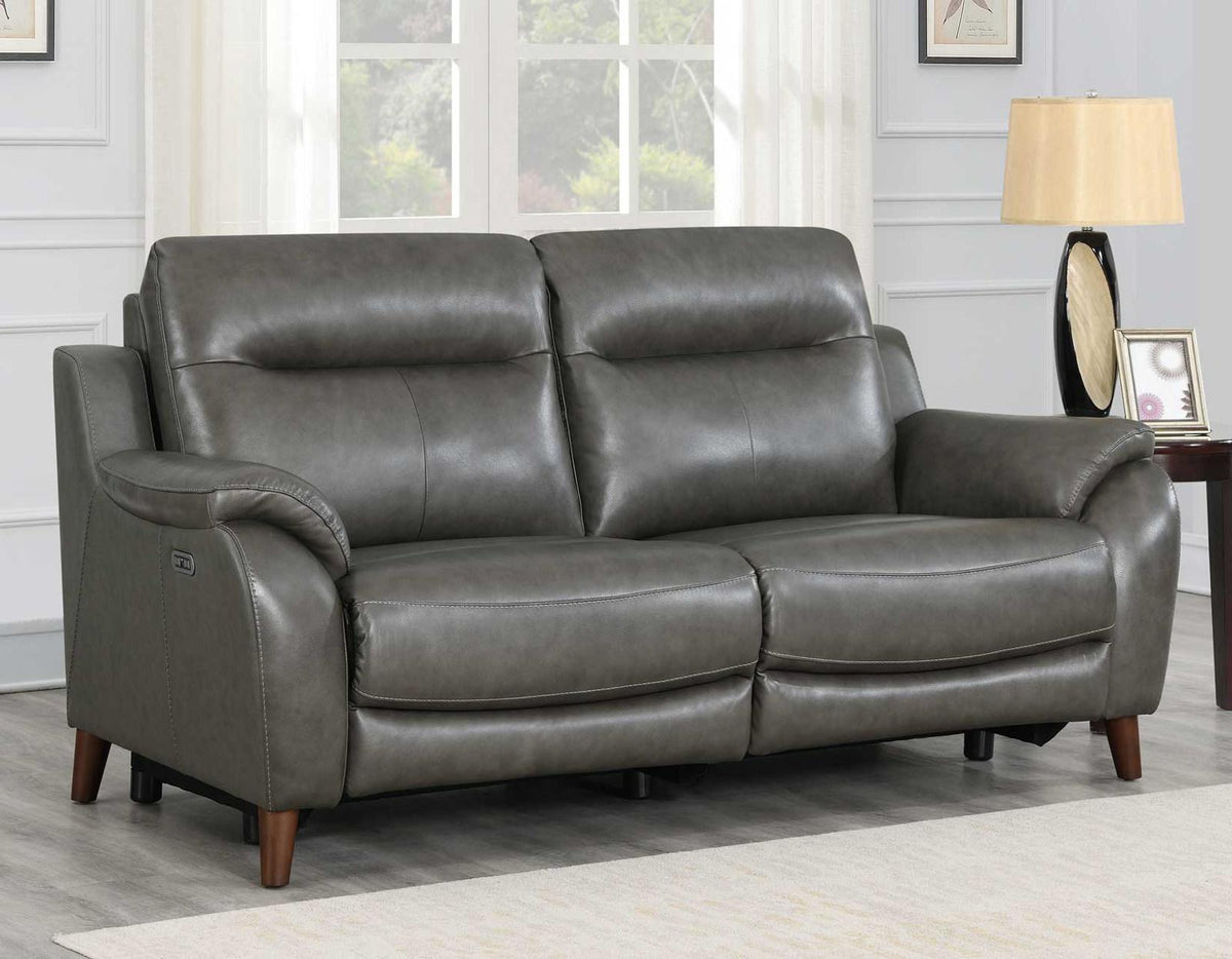 Steve Silver Trento Dual Power Leather Reclining Sofa in Charcoal ...