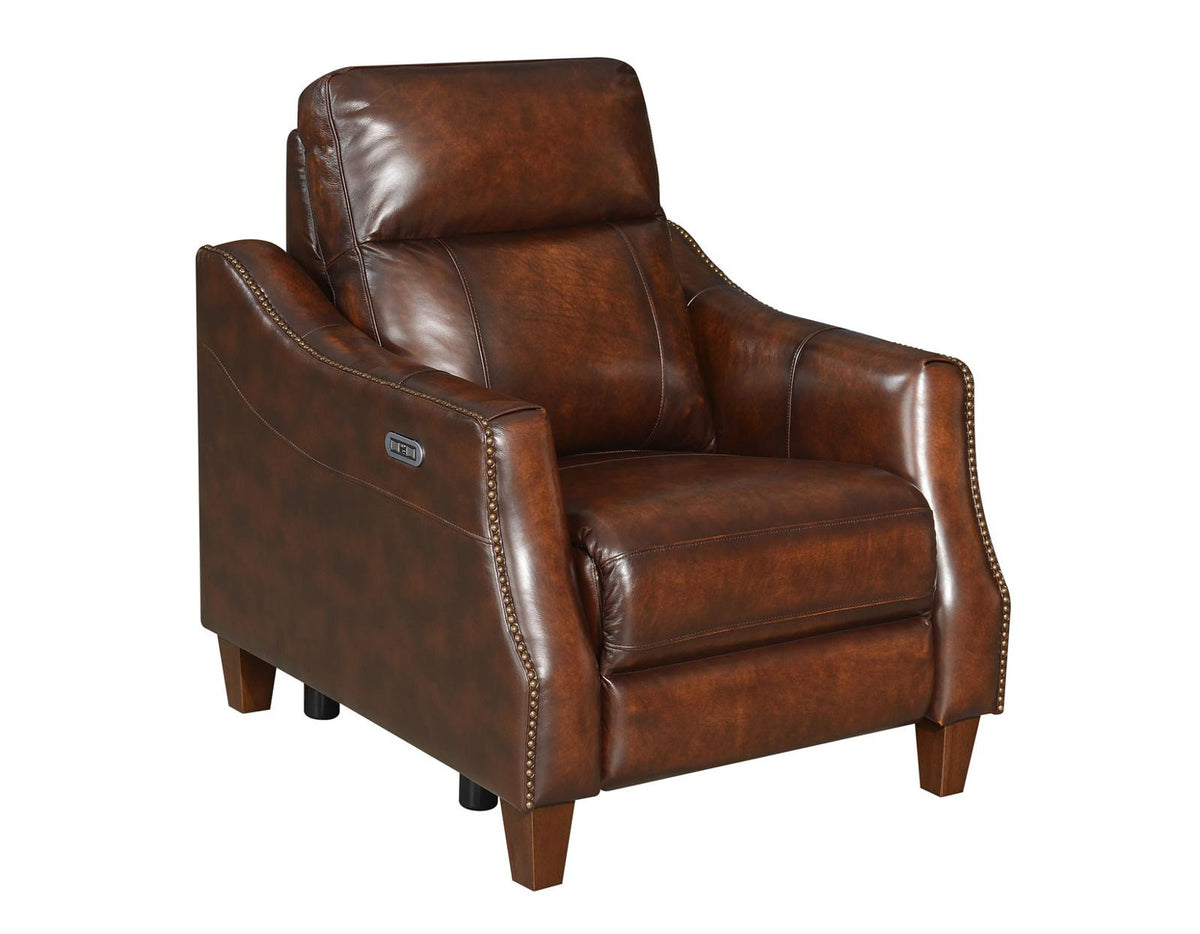 Steve Silver Akari Leather Dual Power Recliner in English Chestnut ...