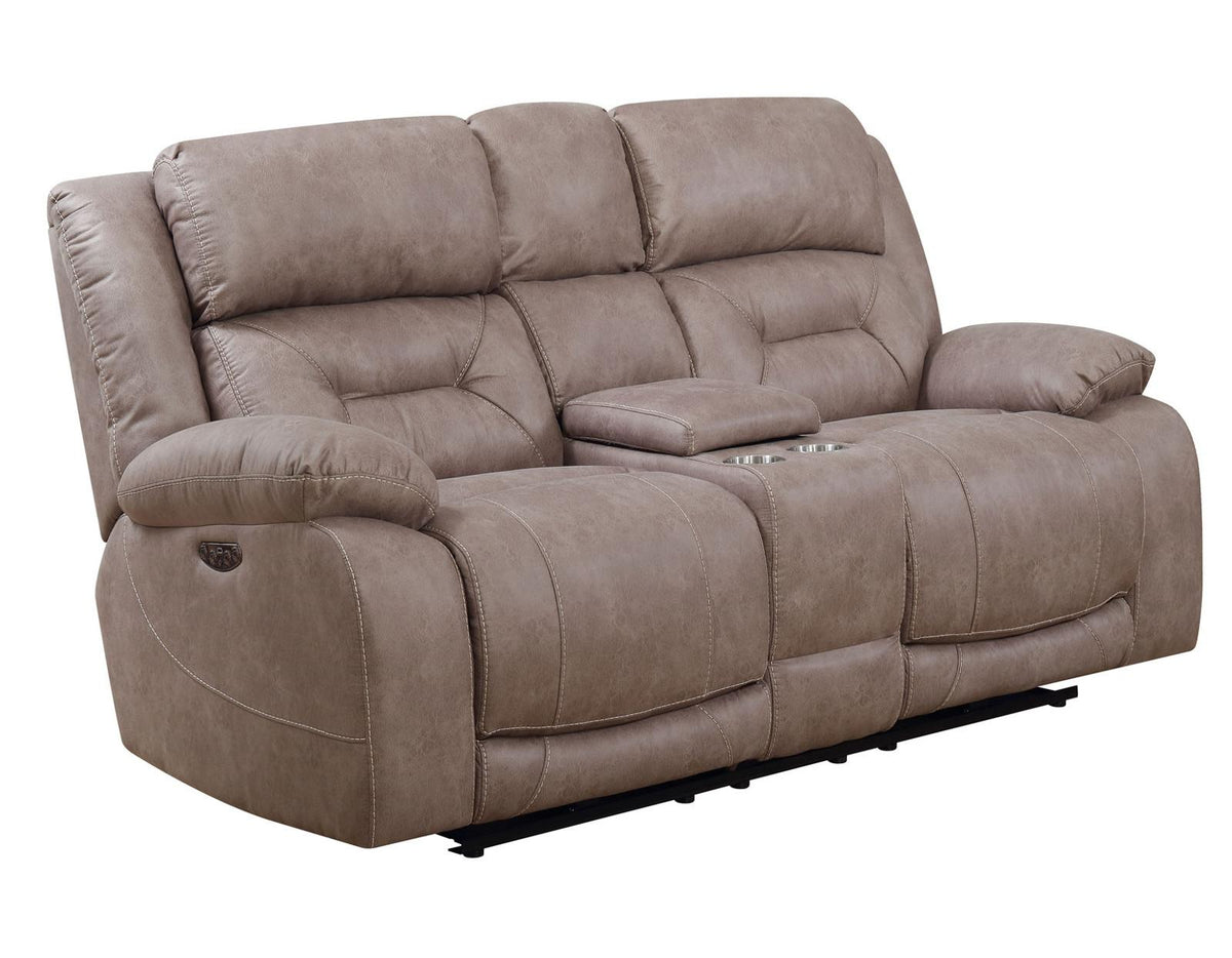 Steve Silver Aria Dual Power Reclining Console Loveseat in Desert Sand ...