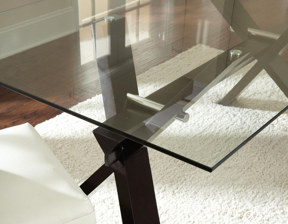 Steve Silver Berkley Glass Dining Table in Dark Espresso Cherry ...