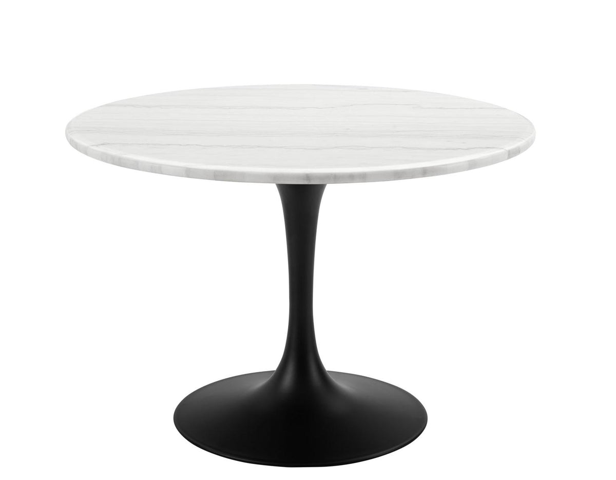 Steve Silver Colfax Round White Marble Top Dining Table in Black ...