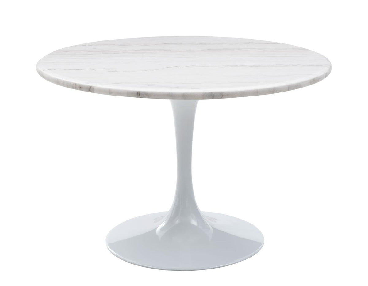 Steve Silver Colfax Round White Marble Top Dining Table in White ...