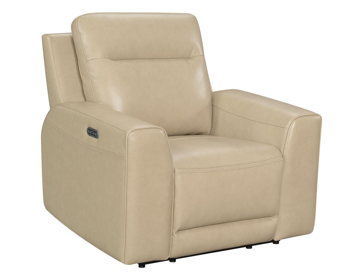 Steve Silver Doncella Leather Dual Power Recliner in Surly Sand ...