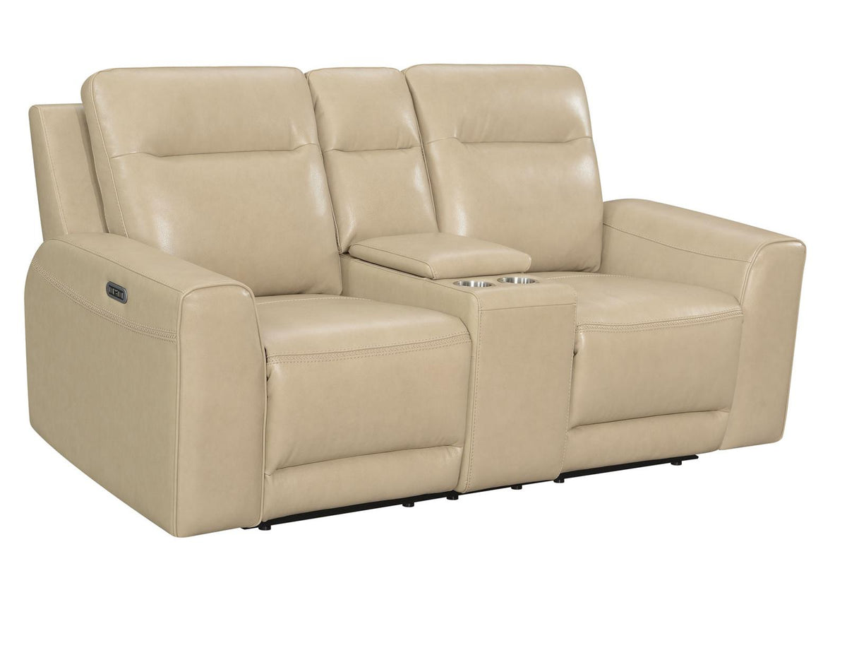Steve Silver Doncella Leather Dual Power Reclining Console Loveseat in ...