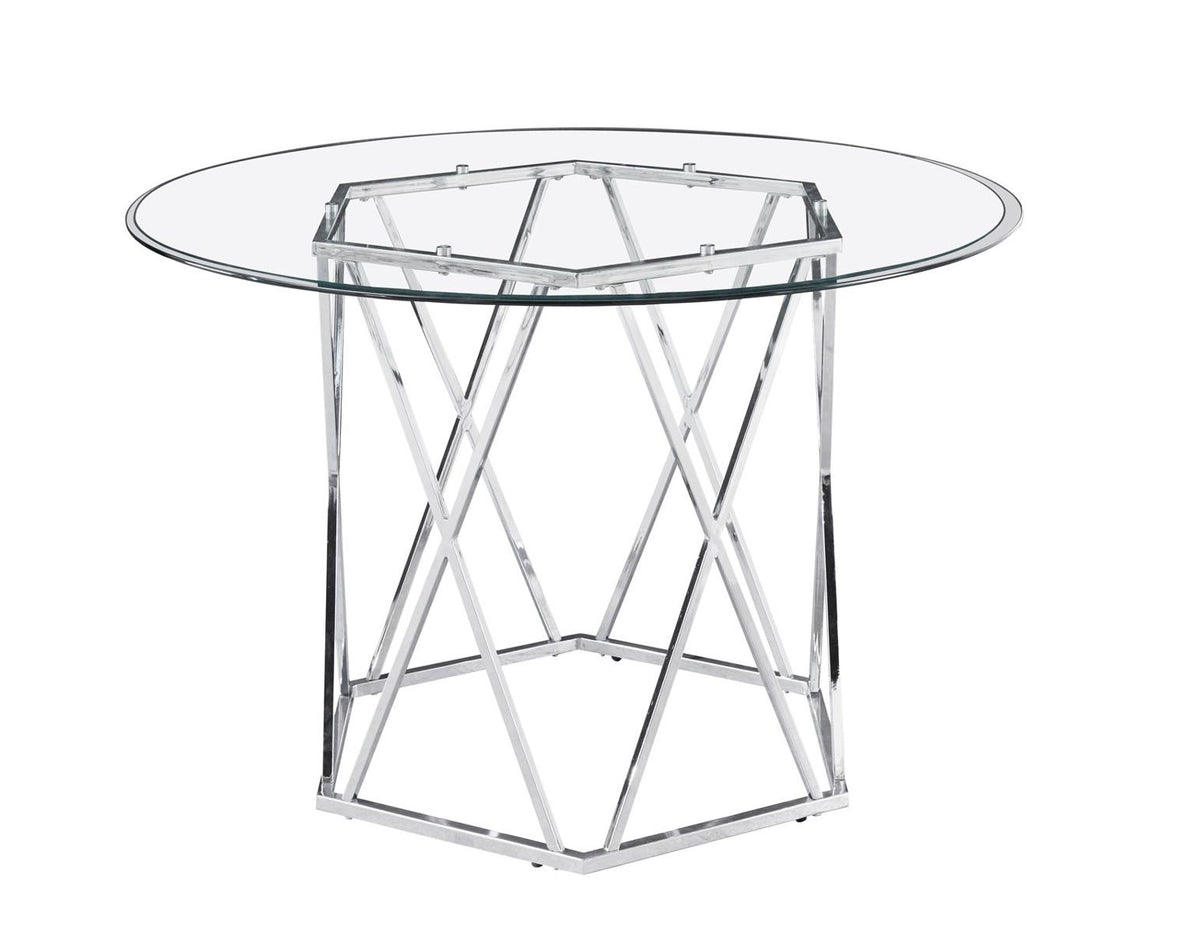 Steve Silver Escondido Round Dining Table in Chrome — Furniture One ...