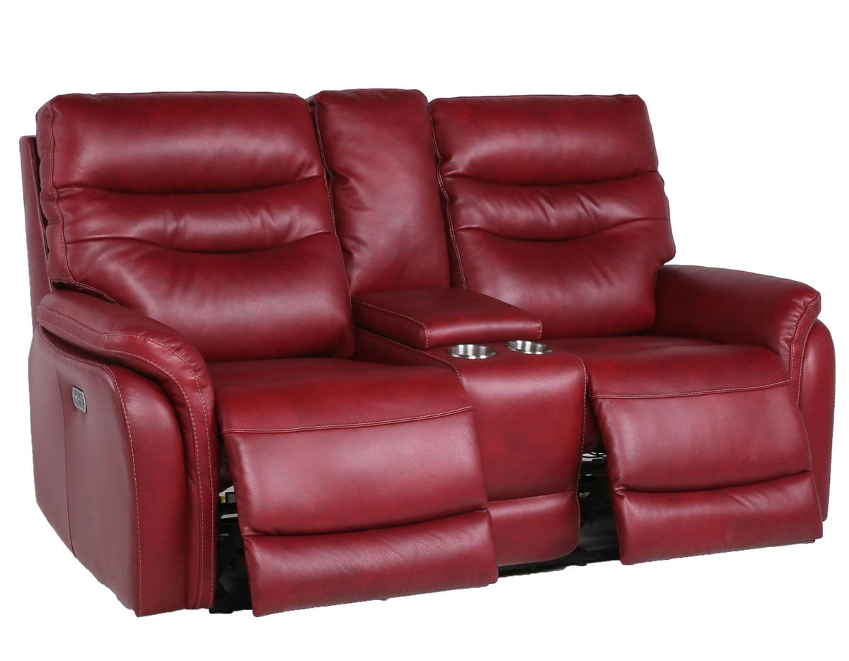 Steve Silver Fortuna Leather Dual Power Reclining Console Loveseat in ...