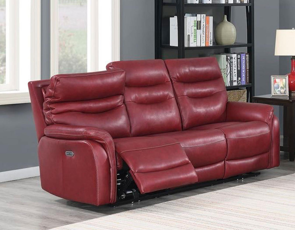 Steve Silver Fortuna Leather Dual Power Reclining Sofa in Wine ...