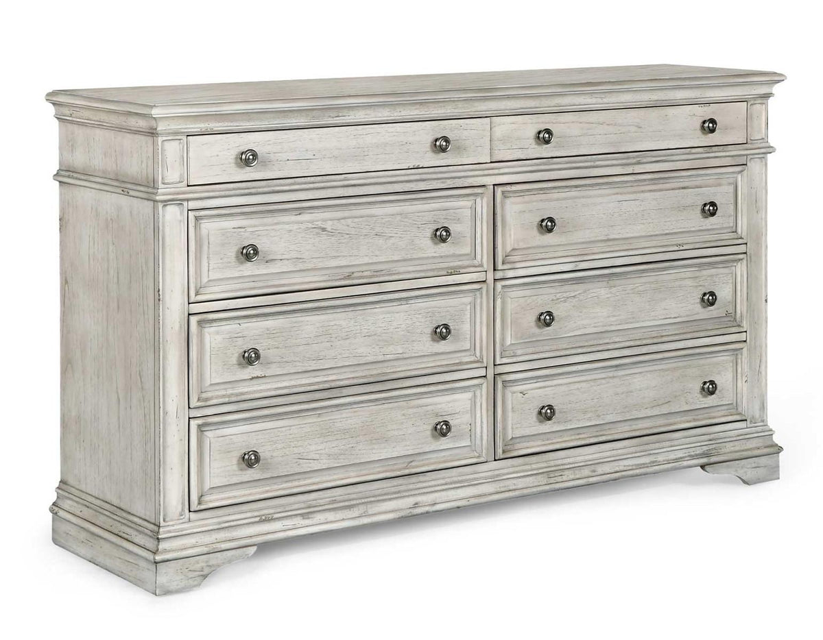 Steve Silver Highland Park 8 Drawer Dresser in Cathedral White ...