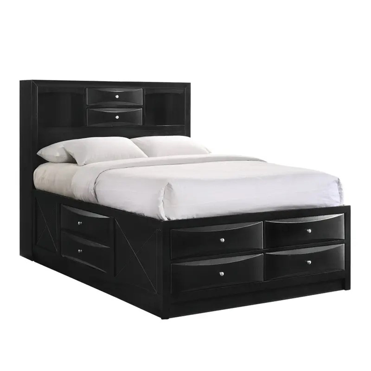 Elements International Emily Queen Storage Bed in Black — Furniture One ...